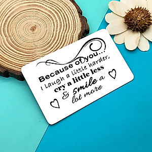 Best Friends Gift Engraved Wallet Card for Sister Friend To My Best Friends Gift Because of You I Laugh a Little Harder Friendship Gifts Graduation Gift Christmas Birthday Wedding Gift for Best Friend