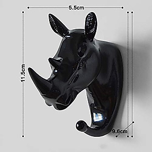 Animal Head Key Hooks Decorative for Wall Creative Resin Hook Hanger (Pack 6) Animal Shaped Coat Hat Hook Wall Hanging Wall Hook Decorative Gift (Black)