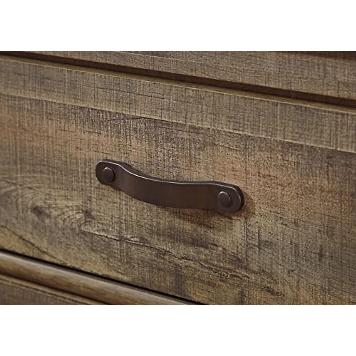 Signature Design by Ashley Trinell Rustic 5 Drawer Chest of Drawers with Nailhead Trim, Warm Brown