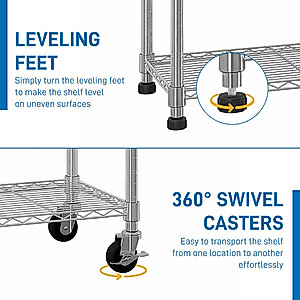 AMZOSS Storage Shelves 17.7" D × 46" W × 82" H Solid Steel Wire Shelving Storage Unit 6 Tier Adjustable Shelves Organizer Rack for Restaurant Garage Pantry Kitchen Garage,Silver