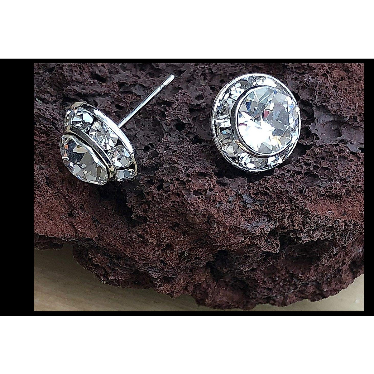 PammyJ 11mm Round Crystal Earrings (Clear)