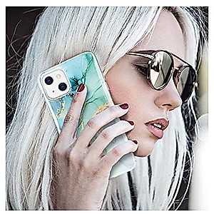 luolnh Gold Glitter Sparkle Case Compatible with iPhone 13 Mini Case Marble Design Shockproof Slim Soft Silicone TPU Bumper Cover Phone Case for iPhone 13 Mini 5.4 Inch 2021-Abstract Mint