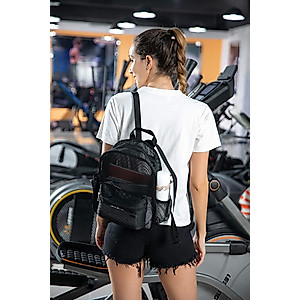 Semi-Transparent Mesh Backpack Mini Small Mesh Backpack for Beach Swimming Travel Outdoor Sports (Black)