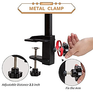 Breeze Touch Dog Grooming Table Arm - 35" Stand Arm with Clamp and Post, Loop Noose, No Sit Haunch Holder Grooming Restraint for Small & Medium Dogs