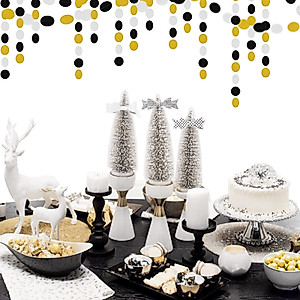 Silver Black Gold Party Decorations - 52Ft Paper Streamers Garland Banner Birthday New Years Eve Retirement Graduation Anniversary Classroom Office Hanging Decor Supplies