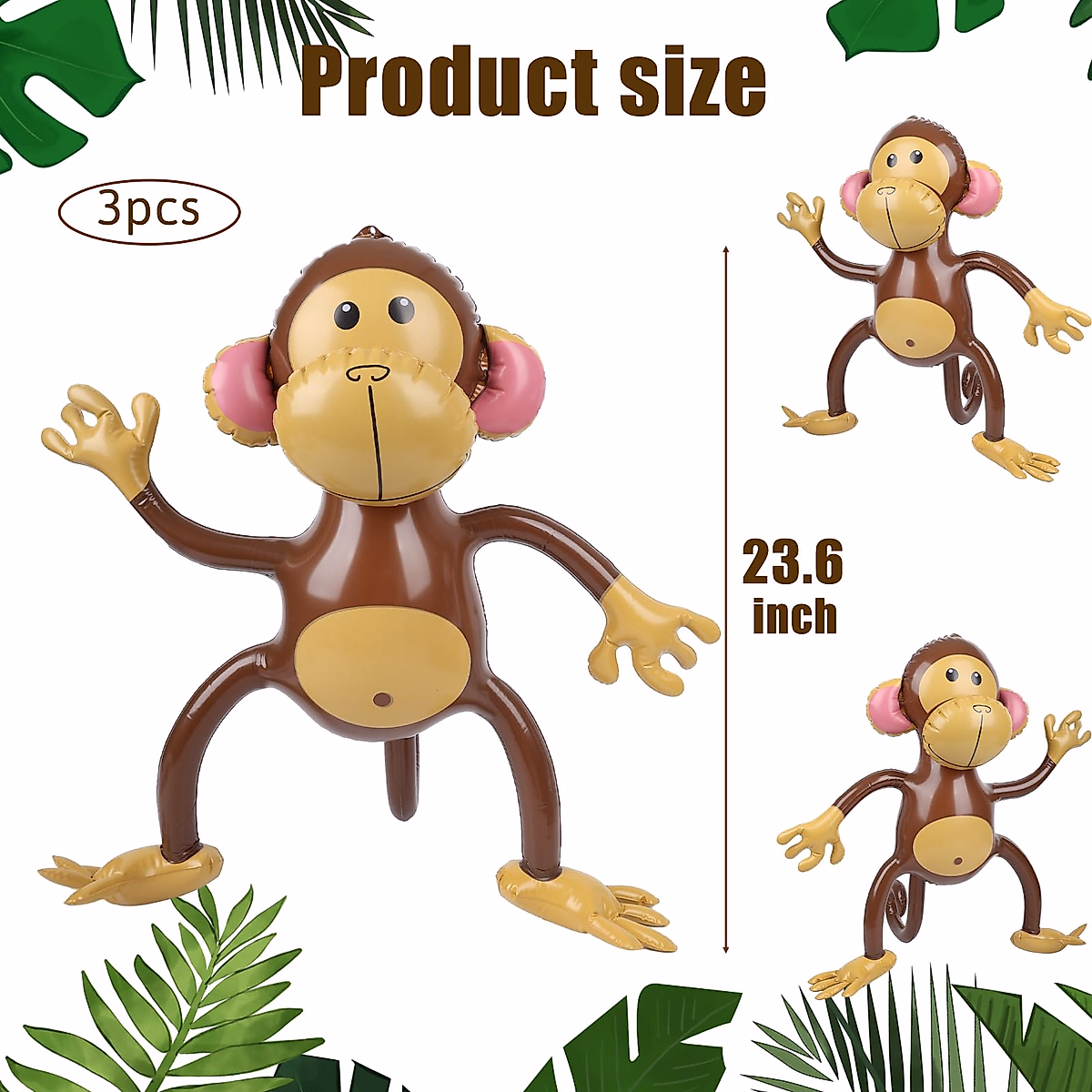 FUTUREPLUSX 3PCS Inflatable Monkeys, Monkey Walking Balloons Monkey Inflates for Birthday Supplies Classroom Decor Baby Shower Supplies