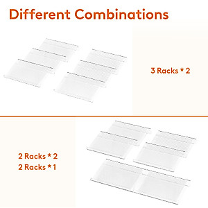 Lifewit Spice Drawer Organizer Spice Rack Seasoning Jars Storage Tray Adjustable Expandable for Kitchen, Countertop, Cabinet, Shelf, 3 Tiers, Set of 6, Clear