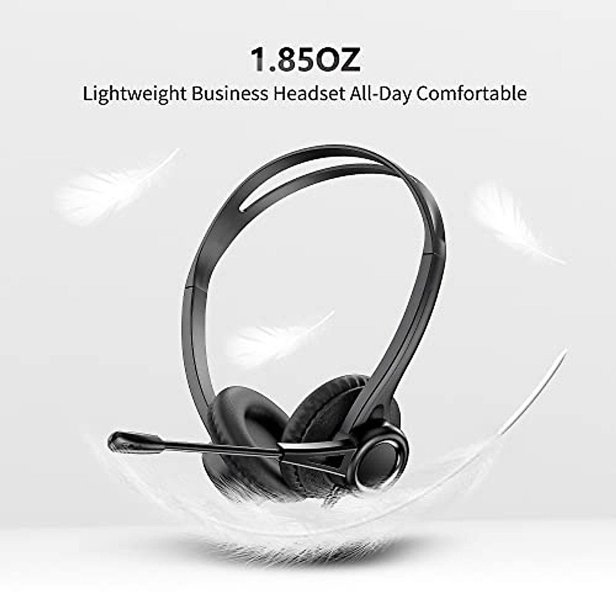 YBINYNA USB Headset with Microphone for PC, Noise Cancelling & Audio Controls Computer Headset 3.5mm Jack/USB Connection for Cell Phone/Call Center/Skype/Zoom/Webinar