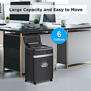 BONSEN 12-Sheet Crosscut Paper Shredder for Home Office, 52dB, P-4, Large 6-Gal Bin, 10-Min Non-Stop Running, Credit Card/Staple Shredder for Home