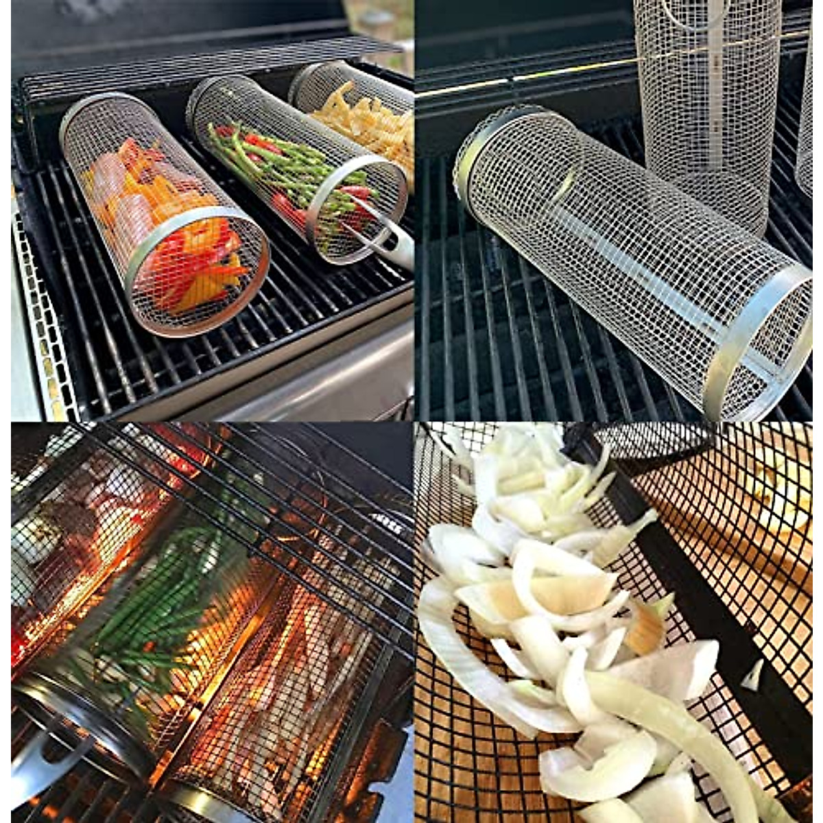 Darzheoy Stainless Steel Barbecue Cooking Grill Grate - 1PC Grill Baskets for Outdoor Grill, Vegetable Grill Basket, Portable Outdoor Camping BBQ Rack (20CM)