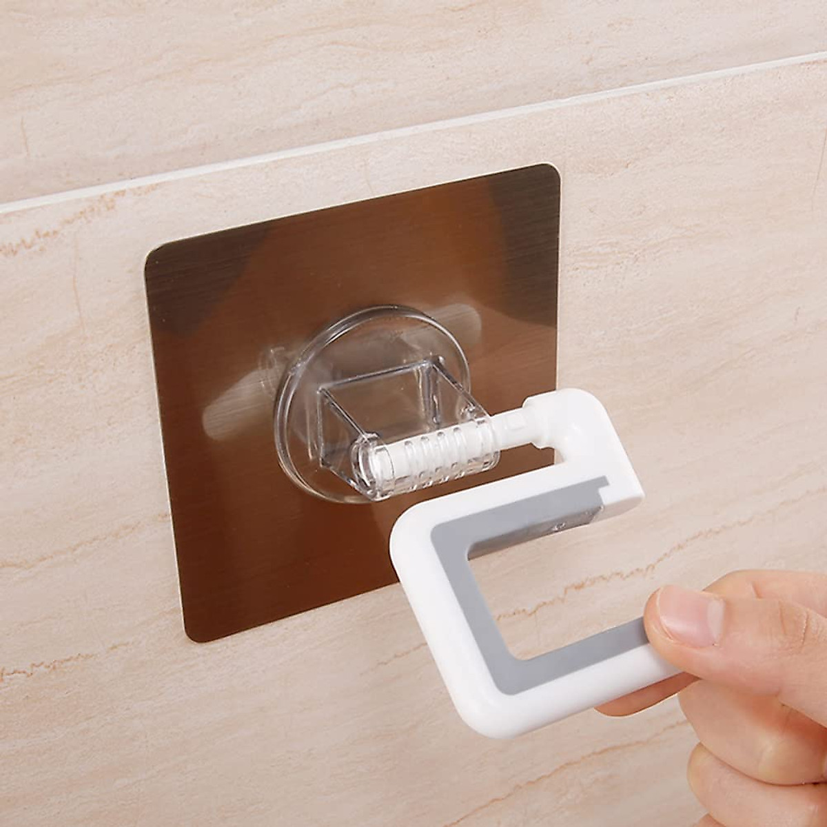 Zerodeko 2pcs Mop Holder House Organization Must Haves Mop Broom Holder Wall Mounted Wall Rack Hooks Broom Organizer Wall Mount Suction Cup Hook Mop Hook Plastic Self-Adhesive