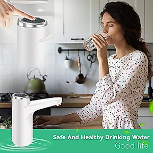 Ausxaron Water Pump for 5 Gallon Bottle, Water Jug Pump, USB Portable Electric Rechargeable Water Bottle Pump Dispenser Drinking Water Pump for Home Camping Office Universal 2-5 Gallon - White