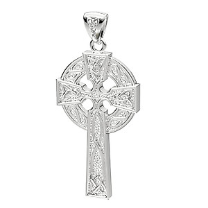 US Jewels 925 Sterling Silver 1.625in Irish Celtic Knot Cross Polished Finish Pendant