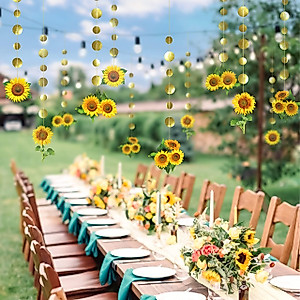 Cheerland Sunflower Party Decorations Artificial Sunflowers Garland Banners Hanging Streamers Home Decor for Wedding Bridal Shower Classroom Office Sun Flower Birthday Party Decorations- Pack of 12