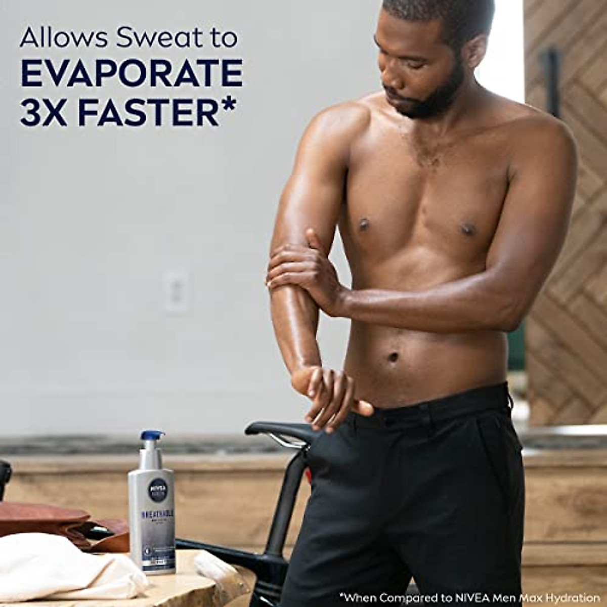 NIVEA MEN Breathable Body Lotion, 48-Hour Hydrating Lotion for Men with Breathable Skin Technology, Shea Butter, Vitamin C and Vitamin E, 13.5 Fl Oz Bottle