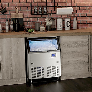 Coolake Commercial Ice Maker Machine 360lbs/24H, ETL Approved Under Counter Ice Maker, 120lbs Storage, Stainless Steel Ice Machine, Upgraded Water Filter Reduce Scale for Home Bar Restaurant Office
