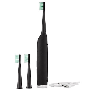 Oral Basics Sonic Electric Toothbrush with 2 Replacement Brush Heads, USB Rechargeable