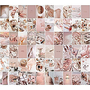 TALLSOCNE Wall Collage Kit Aesthetic Pictures, Pink Room Decor for Teen Girls, VSCO Posters for Bedroom, Dorm Photo Wall Art, Rosy Collage Prints Kits (60 Set 4x6 inch)