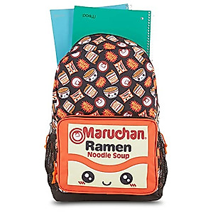 Maruchan Cup Noodles Allover Backpack Ramen Noodles Happiness in a Cup Bookbag - Knapsack for All (Black)