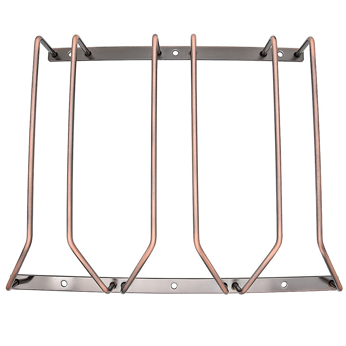 zoohot Wine Glass Rack - Under Cabinet Stemware Wine Glass Holder Glasses Storage Hanger Metal Organizer for Bar Kitchen Red Copper (3 Rows, 1 Pack)