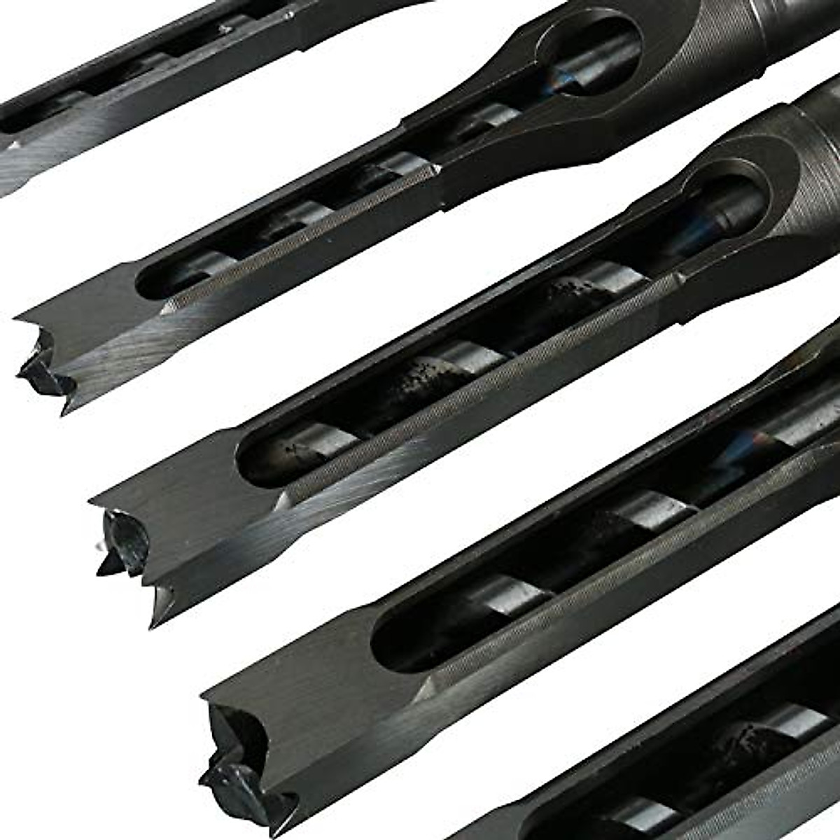 6pcs Square Hole Mortise Chisel Drill Bit Tools, 5/8" 9/16" 1/2" 3/8" 5/16" 1/4" HSS Woodworking Hole Saw Mortising Chisel Drill Bit Set, Different Sizes