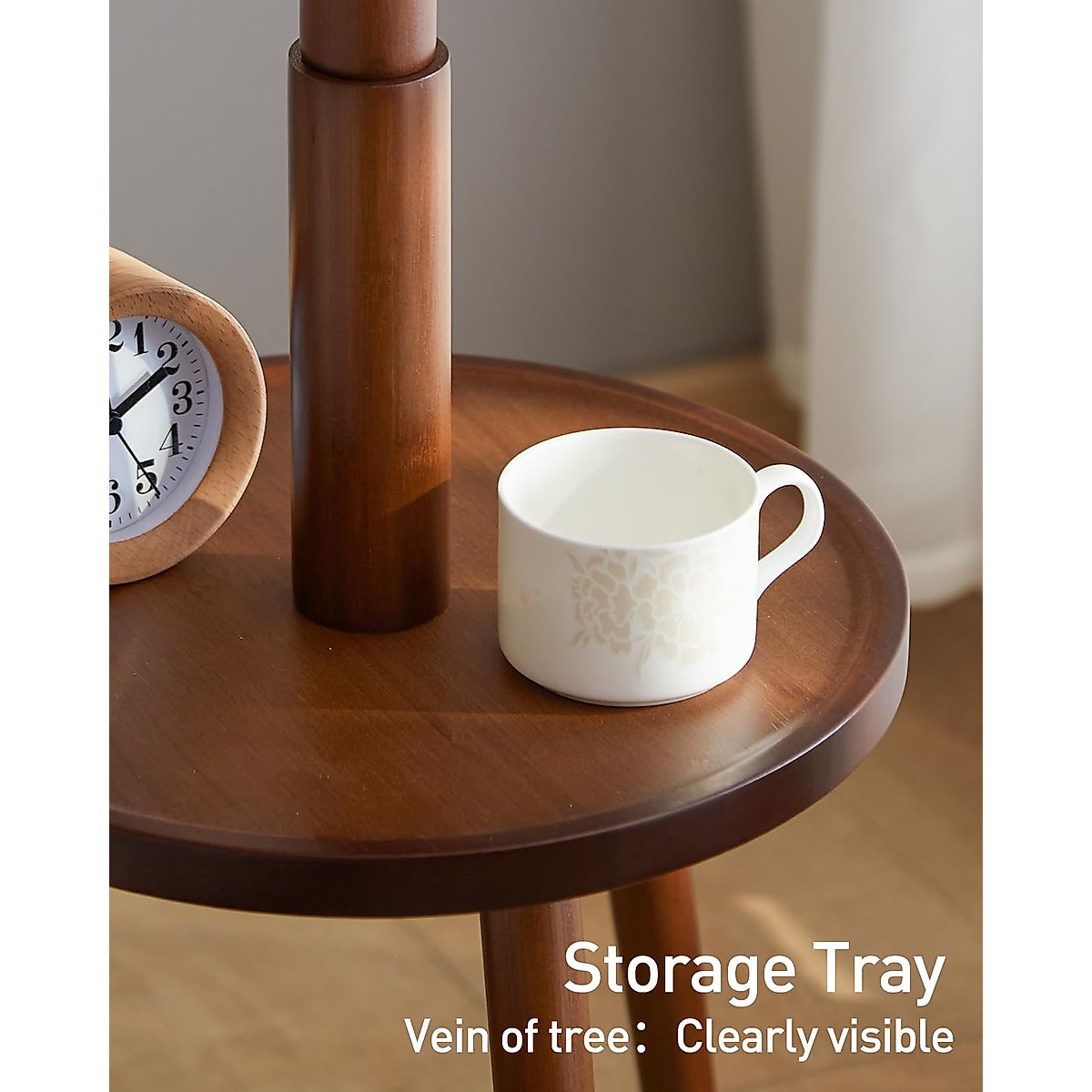 Vriccc Coat Rack Freestanding, Bamboo Coat Stand with Disc, Adjustable Height Wooden Coat Tree with 8 Hooks, kids coat rack, Used In The Bedroom Living Room, Office To Hang Clothes, Hats, Bags