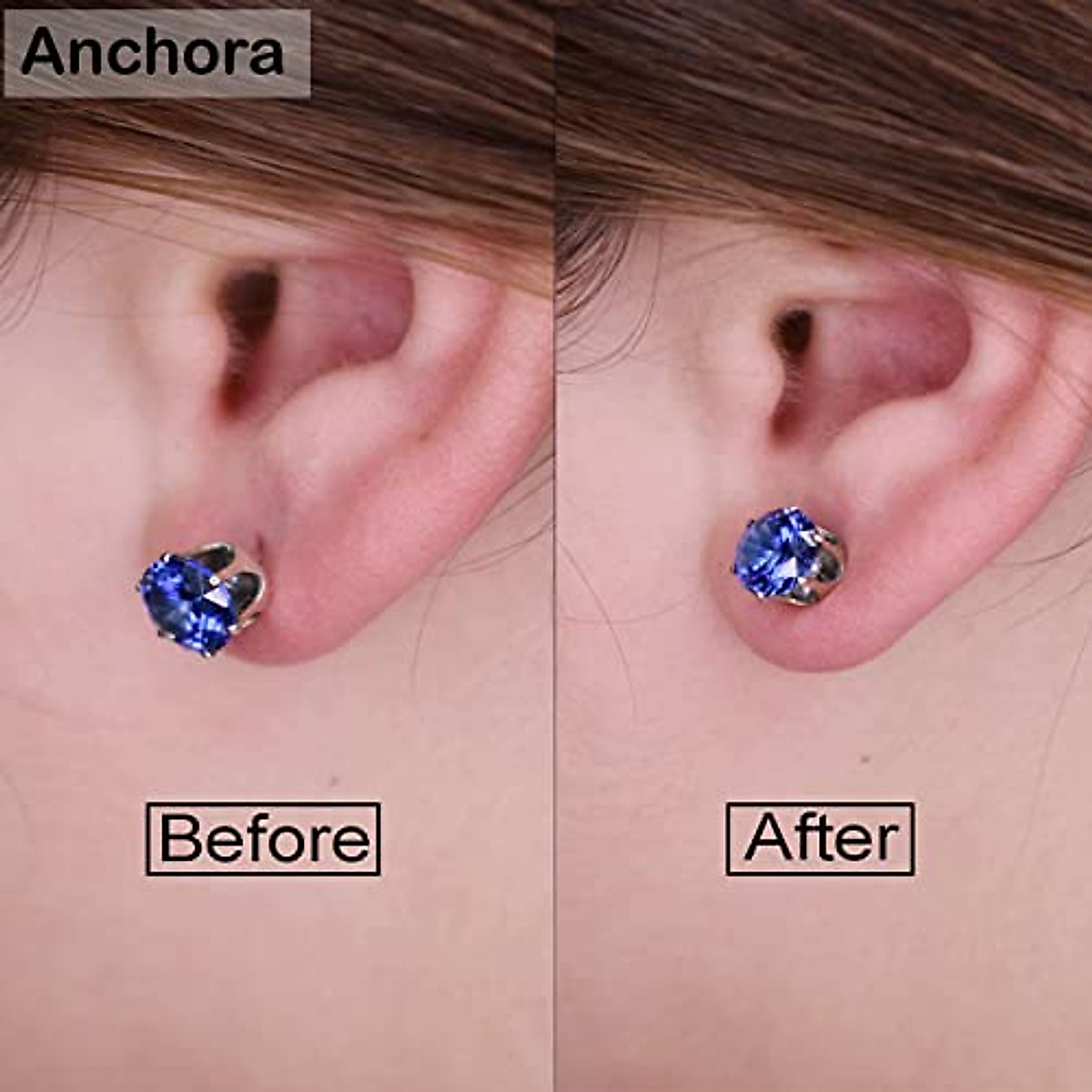 ANCHORA Original Magic Earring Backs for Droopy Ears | Earring Lifters for Heavy Earring | Earing Lifter Backs BAX | Earlobe Secure Clear Miracle (2 Silver 1 Gold)