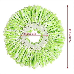 Fdit Spin Mop Head Refills Microfiber Round Spin Mop Head Replacement for Universal Spin Mop System for Home Commercial Use (Green White)