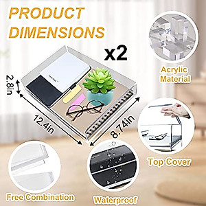 Paper Tray Organizer for Desk, Letter Trays Holder Acrylic Tray with Drawers Stackable Office Desk Organizers and Accessories File Paper Tray for Workspace Organization, 2-Tier Clear