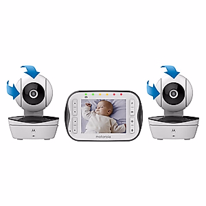 Motorola Digital Video Baby Monitor MBP41S with Video 2.8 Inch Color Screen, Infrared Night Vision, with Camera Pan, Tilt, and Zoom … (3.5" Screen - Two Cameras)