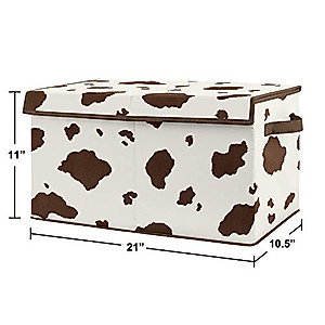 Sweet Jojo Designs Wild West Cow Print Boy Small Fabric Toy Bin Storage Box Chest For Baby Nursery or Kids Room - Brown and Cream Western Southern Country Animal