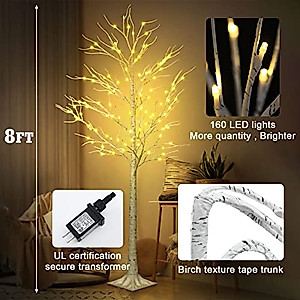 Lighted Birch Tree, 4/6/8 FT Set of 3 Decoration LED Lighted Trees for Home Wedding Festival Party Christmas Decoration Tree Lights