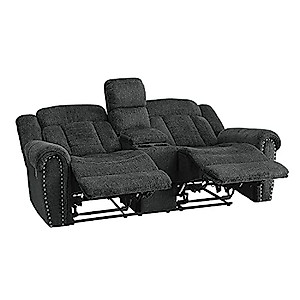 Lexicon Huddart Fabric Double Manual Reclining Loveseat, 79.5" W, Charcoal Gray
