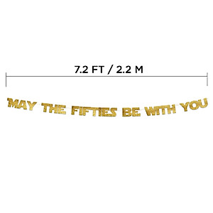 May The Fifties Be With You - Happy 50th Birthday Party Glitter Banner - 50th Star Wars Birthday Party Decorations and Supplies - 50th Wedding Anniversary Decorations