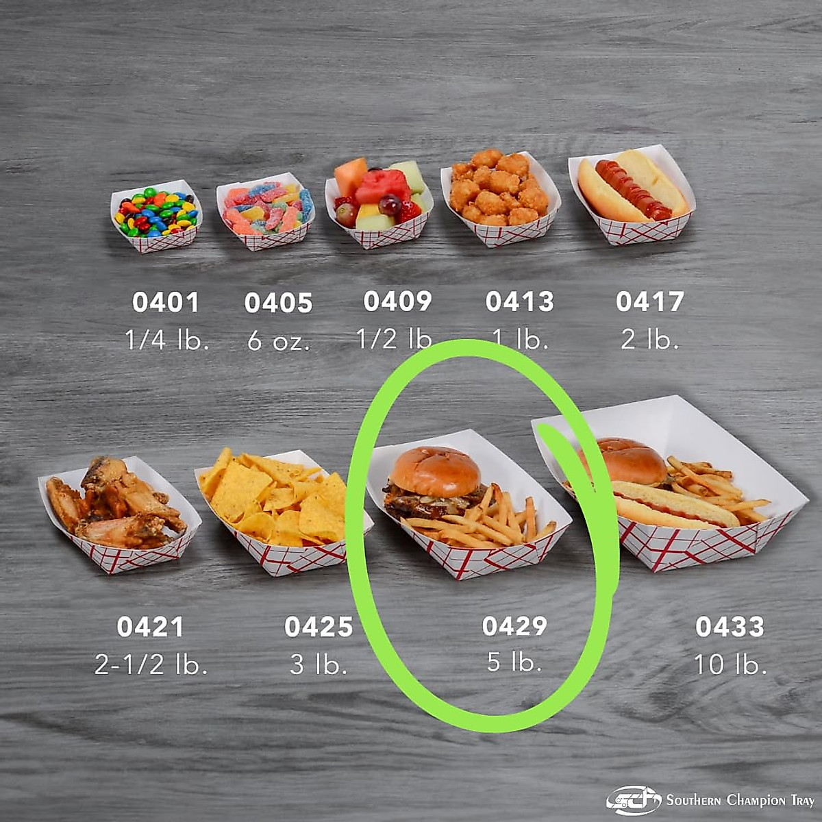 Southern Champion Tray 0429 #500 Southland Paperboard Food Tray, 5 lb Capacity, Red Check (Case of 500)