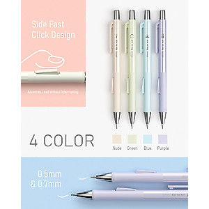 Nicpro 8PCS Pastel Mechanical Pencil 0.5 & 0.7 mm, Cute Fast Click Mechanical Pencils Set with 8 Tubes HB Lead Refills, Erasers for Drafting, School Student Writing, Drawing, Sketching -with Case