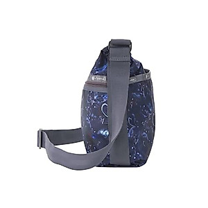 LeSportsac Venus Rising Large Hobo Crossbody Bag, Style 3710/Color E451, Ethereal Outer Space Graphic, Purple, Aqua & Pink Abstract Hearts, Stars & Comets, Celestial Goddess of Love, Large Carryall
