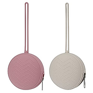 Nupoopy 2 Pack Silicone Pacifier Holder Case, BPA Free Newborn Baby Pacifiers Silicone Pouch for Boys & Girls, Portable Silicone Pacifier Container Case (Light Grey, Power Rose)