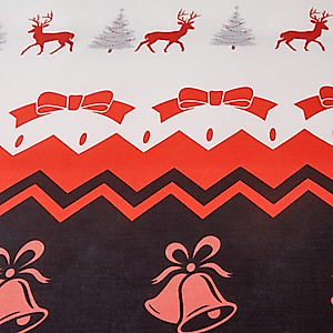 LAMEJOR Christmas Duvet Cover Set Queen Size Soft, Christmas Theme Reindeers/Bells/Christmas Trees Pattern Holiday Decor, 1 Duvet Cover+2 Pillow Cases