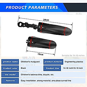 Oumers Kid's Bicycle Mudguard Set, Adjustable Bicycle Front and Rear Mud Guard, Easy Install Bike Fenders Bicycle Cycling Tires Mud Fenders Fit for 14 15 16 17 18 Inch Bike