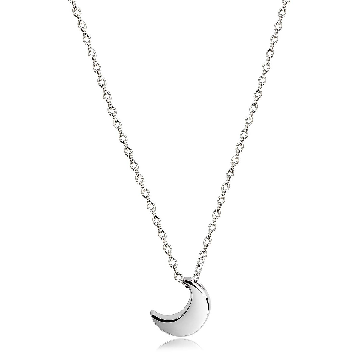 CISHOP Crescent Moon Necklace High Polished Sterling Silver Pendant Necklace for Women Jewelry