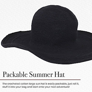 San Diego Hat Company Women's Black 4 Inch Cotton Crochet, One Size