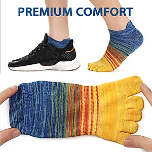 TikMox Crew Toe Sock, Cotton Ankle sock, Arch Support, Running Five-Toe Design for Sports Enthusiasts for Men & Women(6pairs)