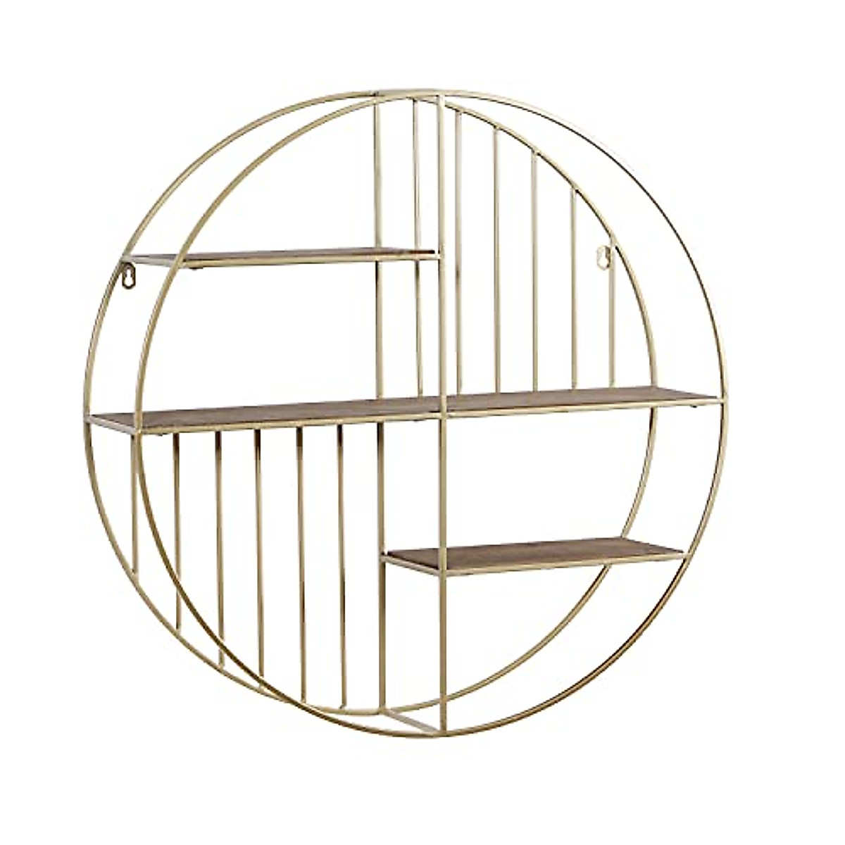 Deco 79 Metal Round 3 Shelf Wall Shelf, 28" x 7" x 28", Gold