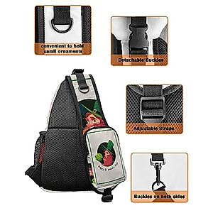 Sling Backpack, St.Patrick's Day Shamrocks Gnome Black Green Border Linen Waterproof Lightweight Small Sling Bag, Travel Chest Bag Crossbody Shoulder Bag Hiking Daypack for Women Men