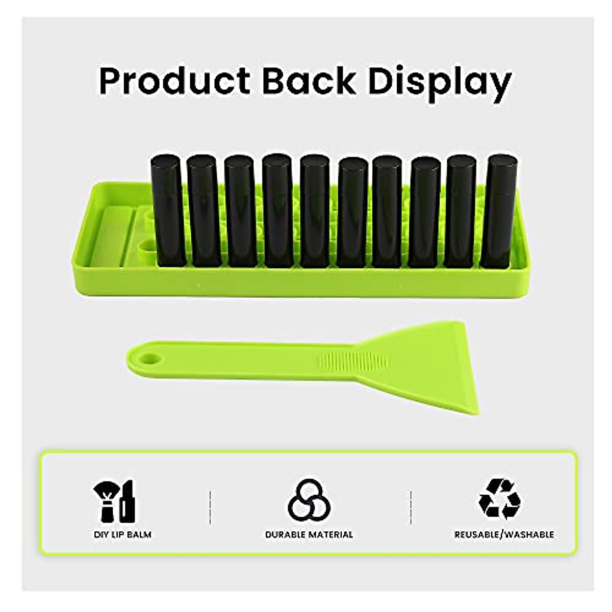 RONRONS Professional Lipsticks Filling Tray Kits, Including 1 Pieces Lip Balms Filling Tray 1 Pieces Spatula and 50 Pieces Empty Lip Balm Tubes with Caps DIY Lipstick Gifts for Women Grils Business