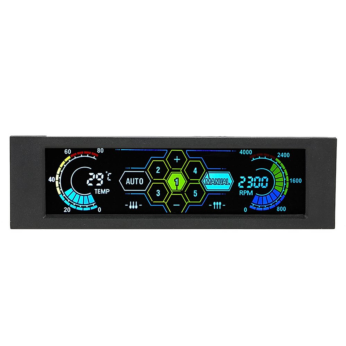 Wscoficey Fan Controller Temperature Monitor Automatic Speed Control LCD Front Panel STW 5.25" 5 Channel Touchscreen for Computer Cooling Fans
