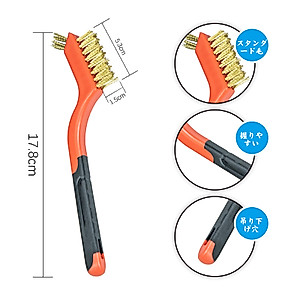 SALI 5pcs Wire Brushes for Cleaning Rust Removal Nylon/Brass/Stainless Steel Bristles with Curved Handle Grip for Dirt & Paint Scrubbing Removing Unfinished Metal Parts, Paint Stains Household Clean