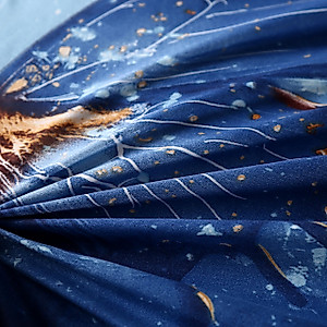 MAG 3pcs Butterfly Bedding Duvet Cover Set,Vintage Bedding Sets,Cute Duvet Cover Set for Toddler, Kids, Girls, Super Soft Microfiber (no Comforter) (Dark Blue, Twin)