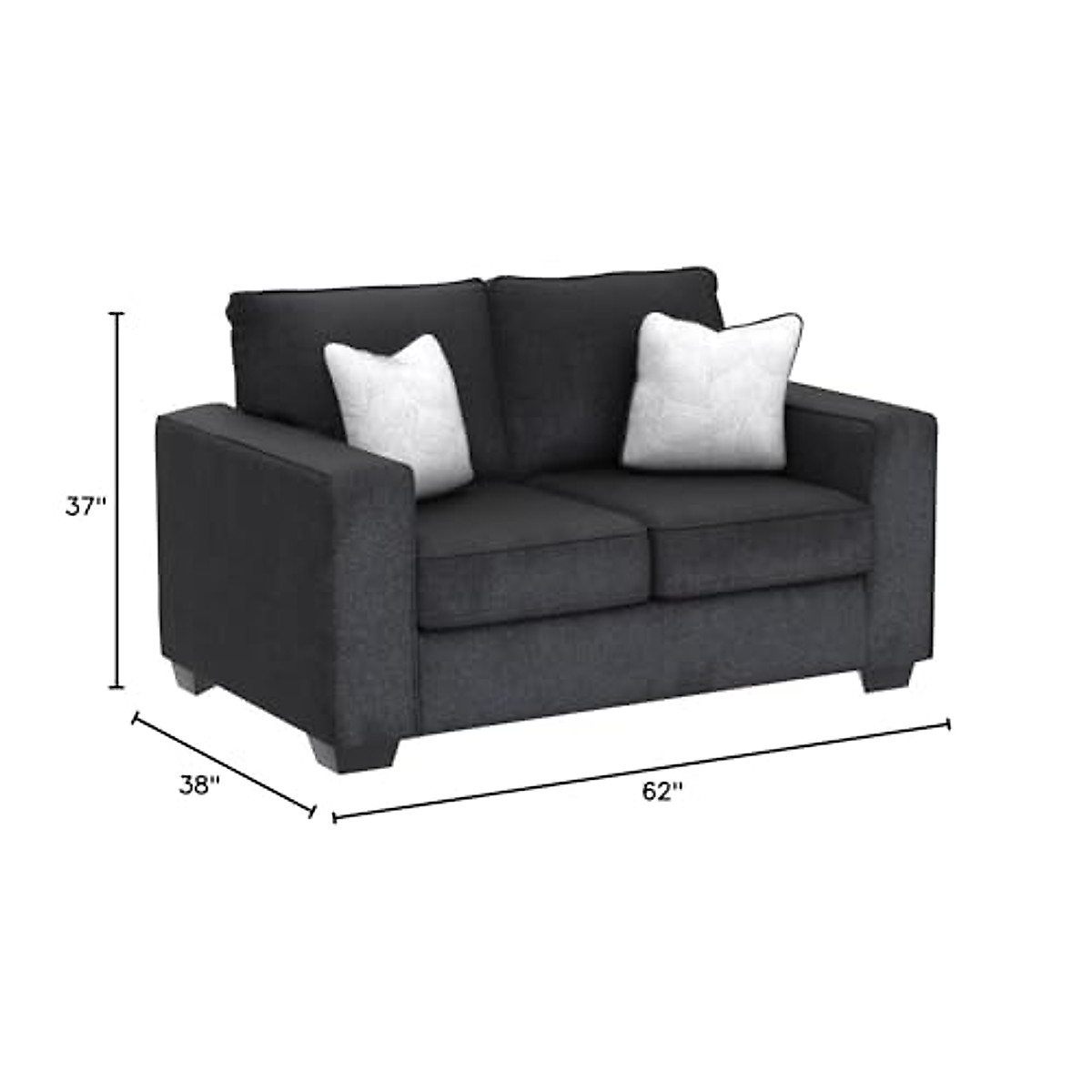 Signature Design by Ashley Altari Modern Loveseat with 2 Accent Pillows, Dark Gray